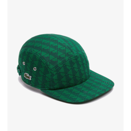 Lacoste Live Monogram Print Twill Jockey Cap Green - CornerStreet